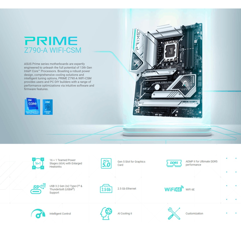 Asus Prime Z790-A WIFI-CSM Intel Z790 LGA 1700 ATX Motherboard | Shopee ...
