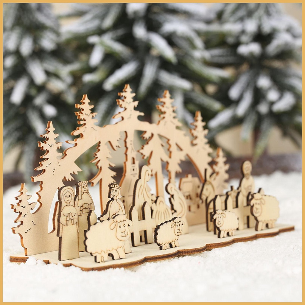 Wood Nativity Scene DIY Scene Set for Indoor Decorations Wood Table Top ...