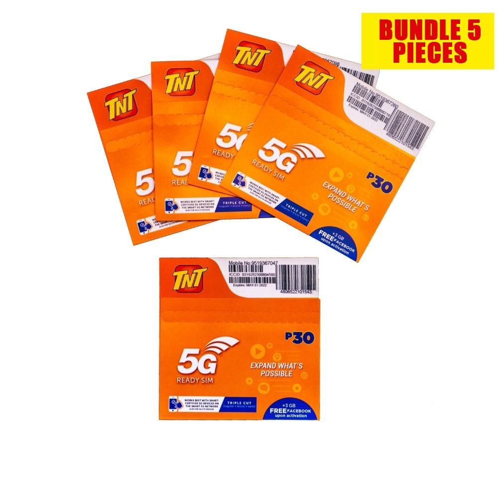 5 Pices Bundle Tnt 5g Sim With Load With 21gb Free Data | Shopee ...