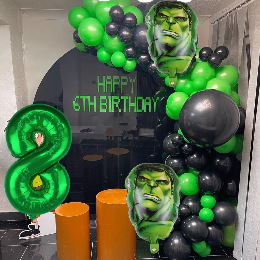 Superhero Hulk Head Foil Balloons 32inch Green Number Balloon Boys ...