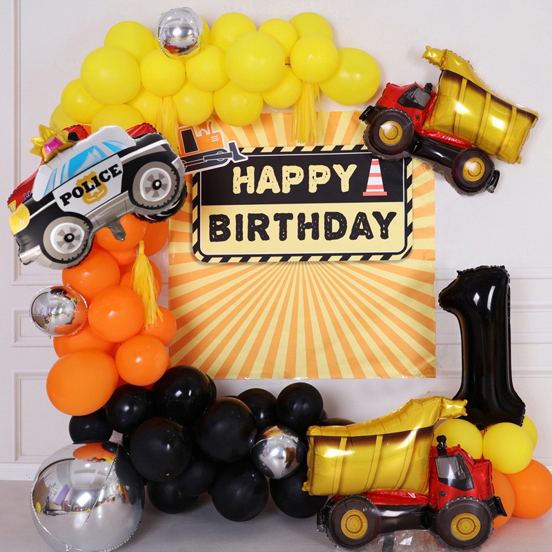 Engineering Vehicle Theme Garland Arch Kit Truck Police Car Foil ...