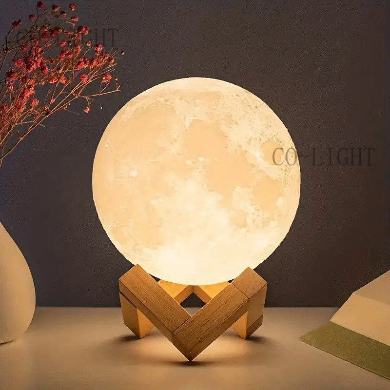 1pc LED 3D Moon Lamp, Moon-Shaped Night Light With Stand, Decorative ...