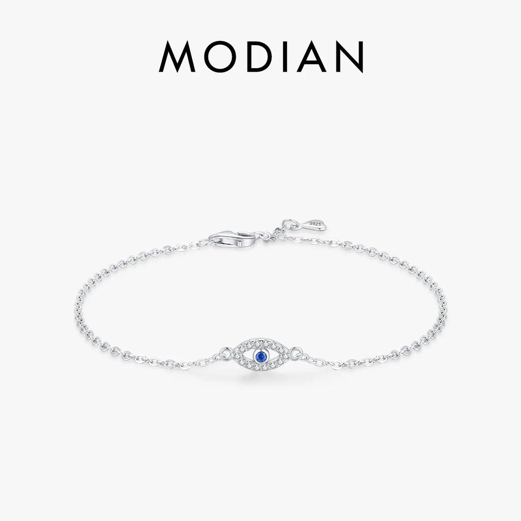 MODIAN 925 Sterling Silver Delicate Lucky Blue Eye Adjustable Bracelet ...