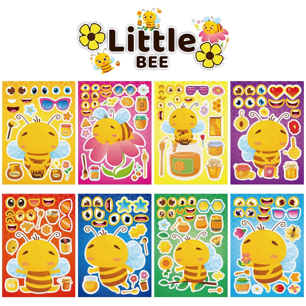8PCS Children's Anime Cute Cartoon Bee Puzzle Stickers for Parent-child ...