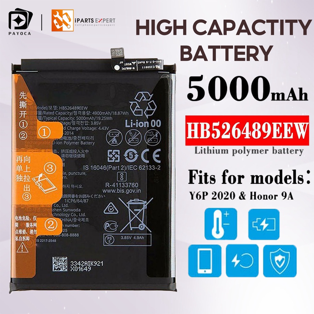 IPARTSEXPERT 5000mah HB526489EEW Phone Battery For 𝐇𝐮𝐚𝐰𝐞𝐢 Y6p 2020 ...