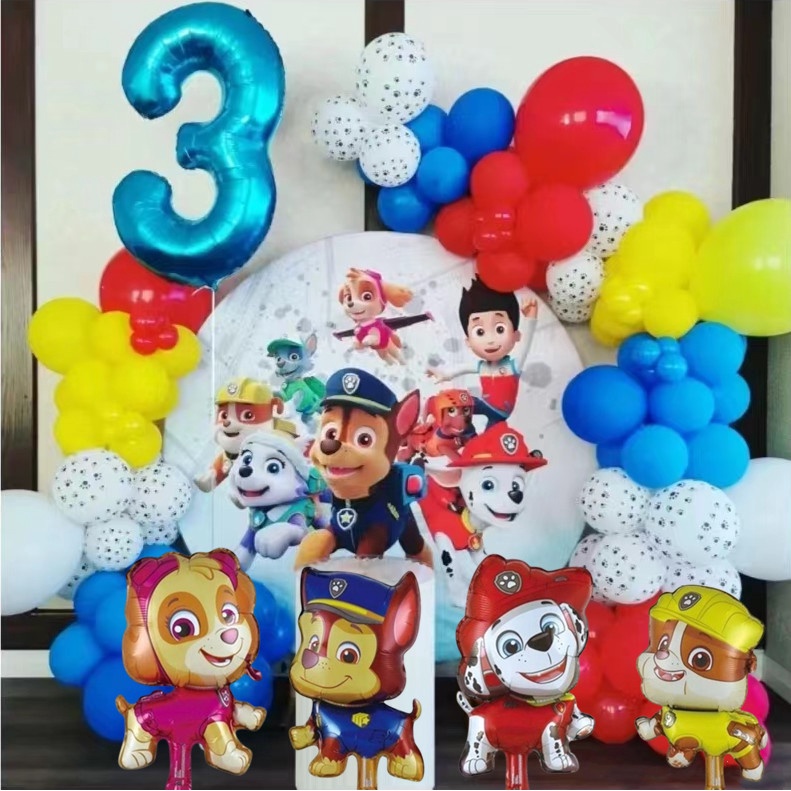 Paw Patrol Theme Mini Dog 1-9 Year Old Balloons Set Red Blue Yellow Latex Balloon 32inch Blue ...