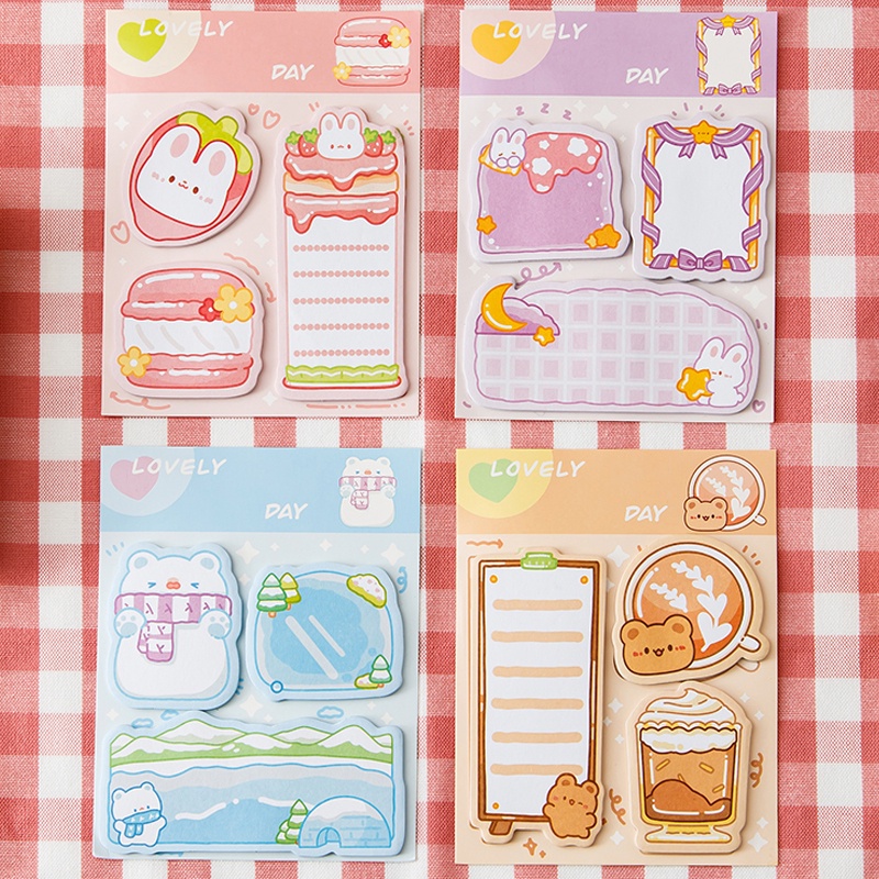 60 Sheets Lovely Cartoon Shaped Sticky Notes School Student Mini ...