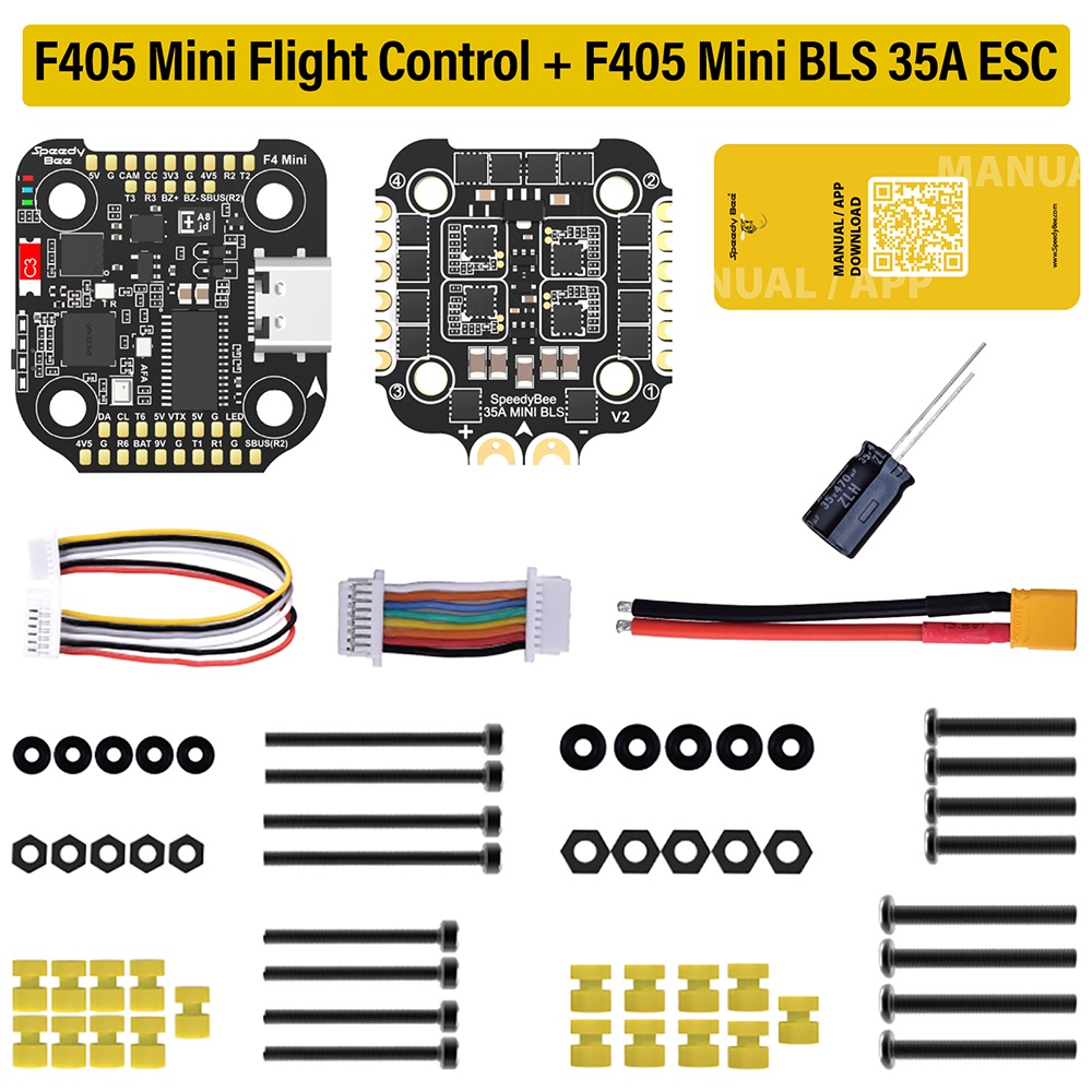 SpeedyBee RC ESC 35A BLHeli_S Mini V2 4-in-1 ESC F405 Mini Stack Flight ...