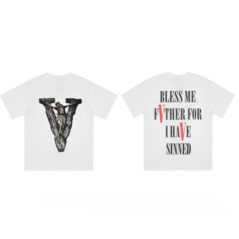 American Street Wear White VLONE JERRY Big V Short Sleeve Men Women ...