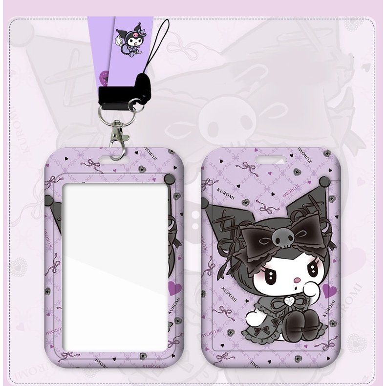 Kuromi Lanyards & Name Tags Sanrio Card Holder Case Set Cartoon Cute ...