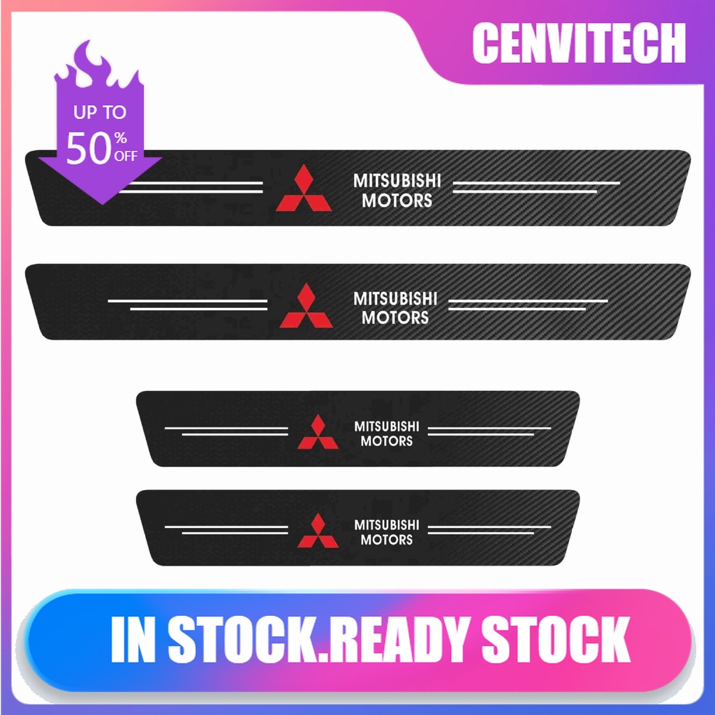 4PCS Car Sticker Carbon Fiber Door Sill Protector Auto Threshold ...