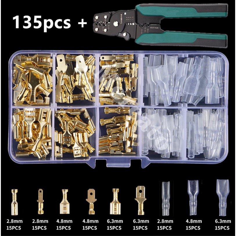 280*Assorted Crimp Spade Terminal Wire Flat Female&Male Insulated Electrical Wire Cable ...