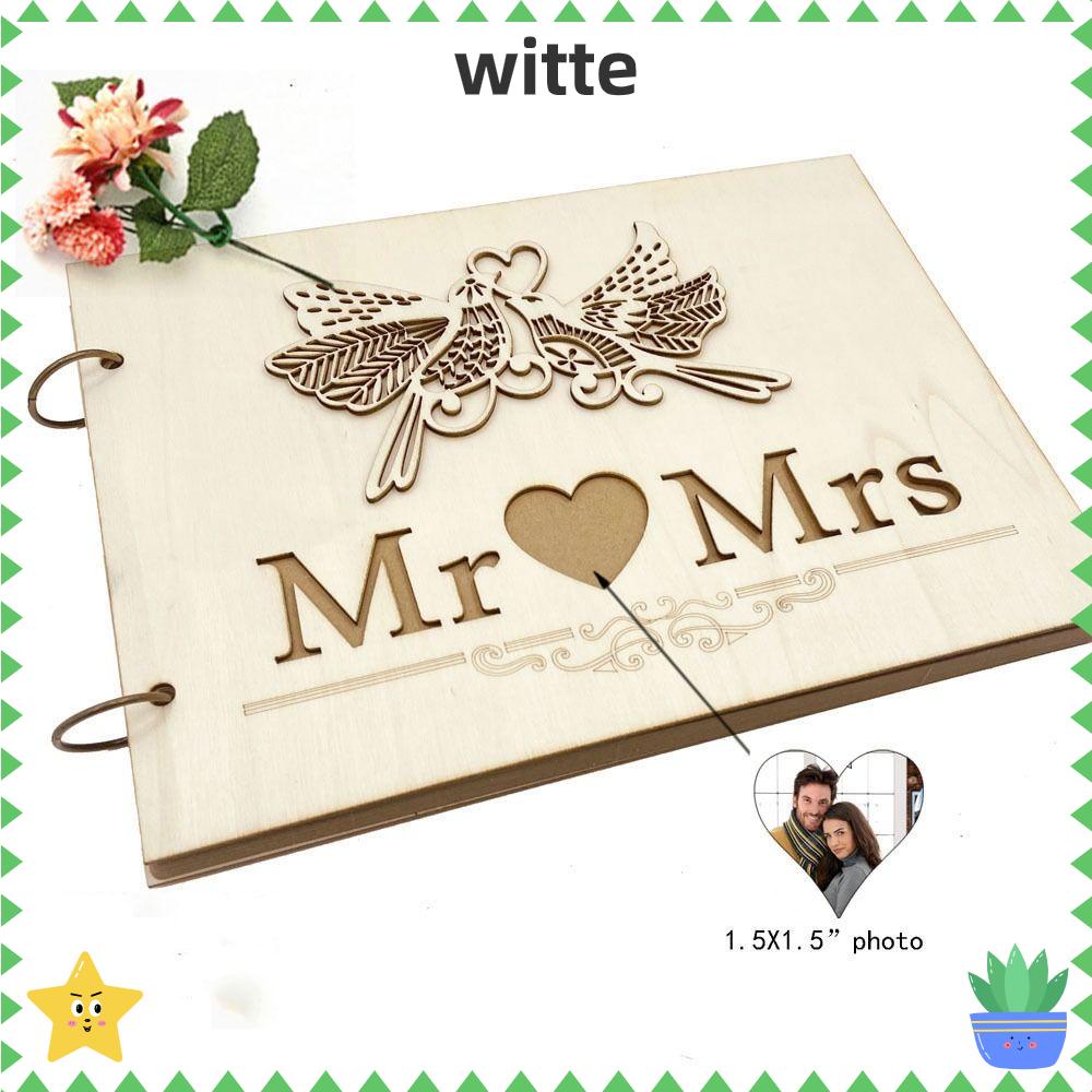 WITTEE Wedding Guest Book, 27*19 CM Wood Guest Book, Nice Natural ...
