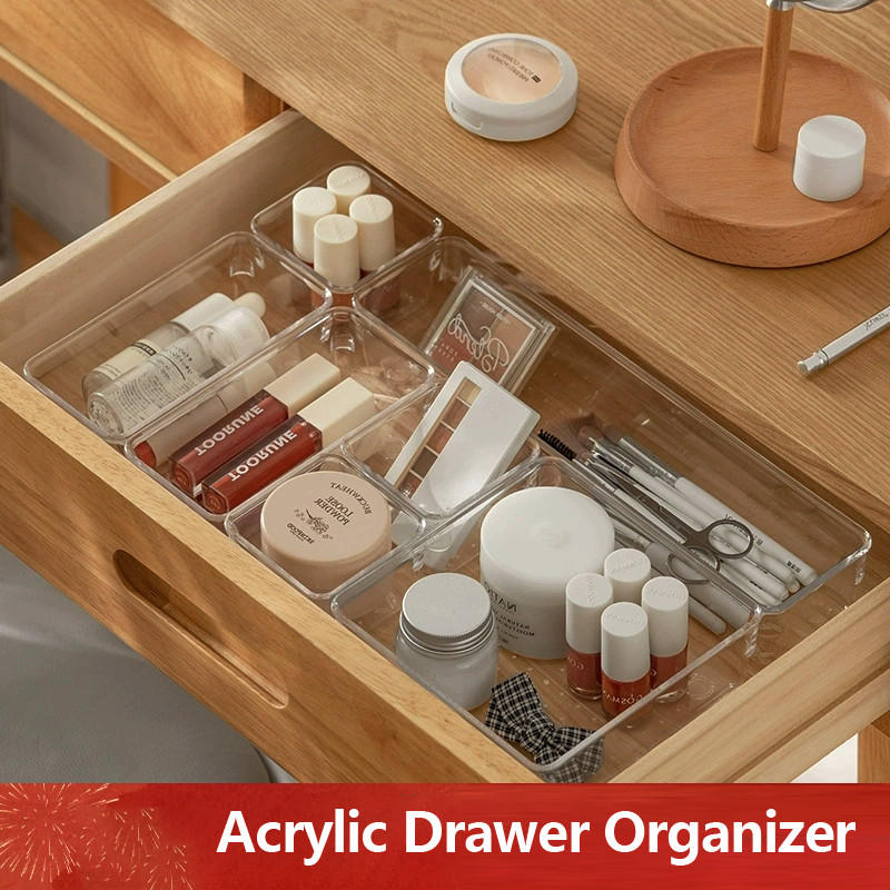 1/2pcs Transparent Drawer Organizer Desk Drawer Divider Cosmetic ...