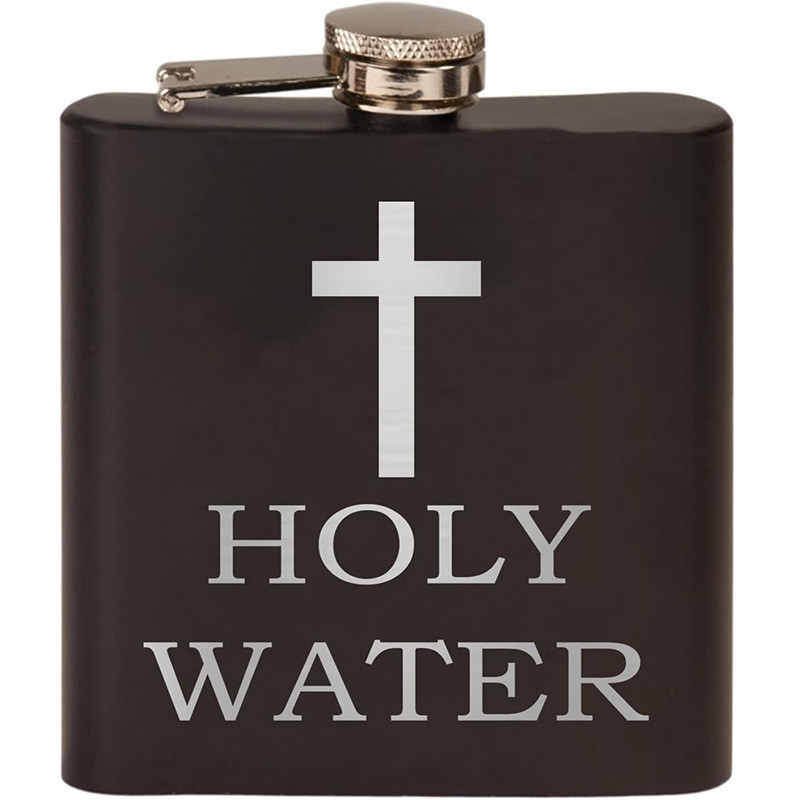 11cm Stainless Steel Holy Water Flask with Cross - Portable Catholic ...