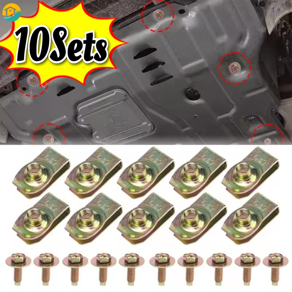 Car Screw Base Clip Self-Tapping Screws Bolts Metal U-shape Clips Auto ...