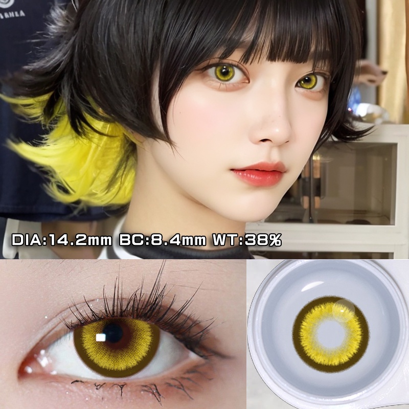 Graded 2pcs/1pair Cosplay Colored Contact Lenses Strong Yellow Anime ...