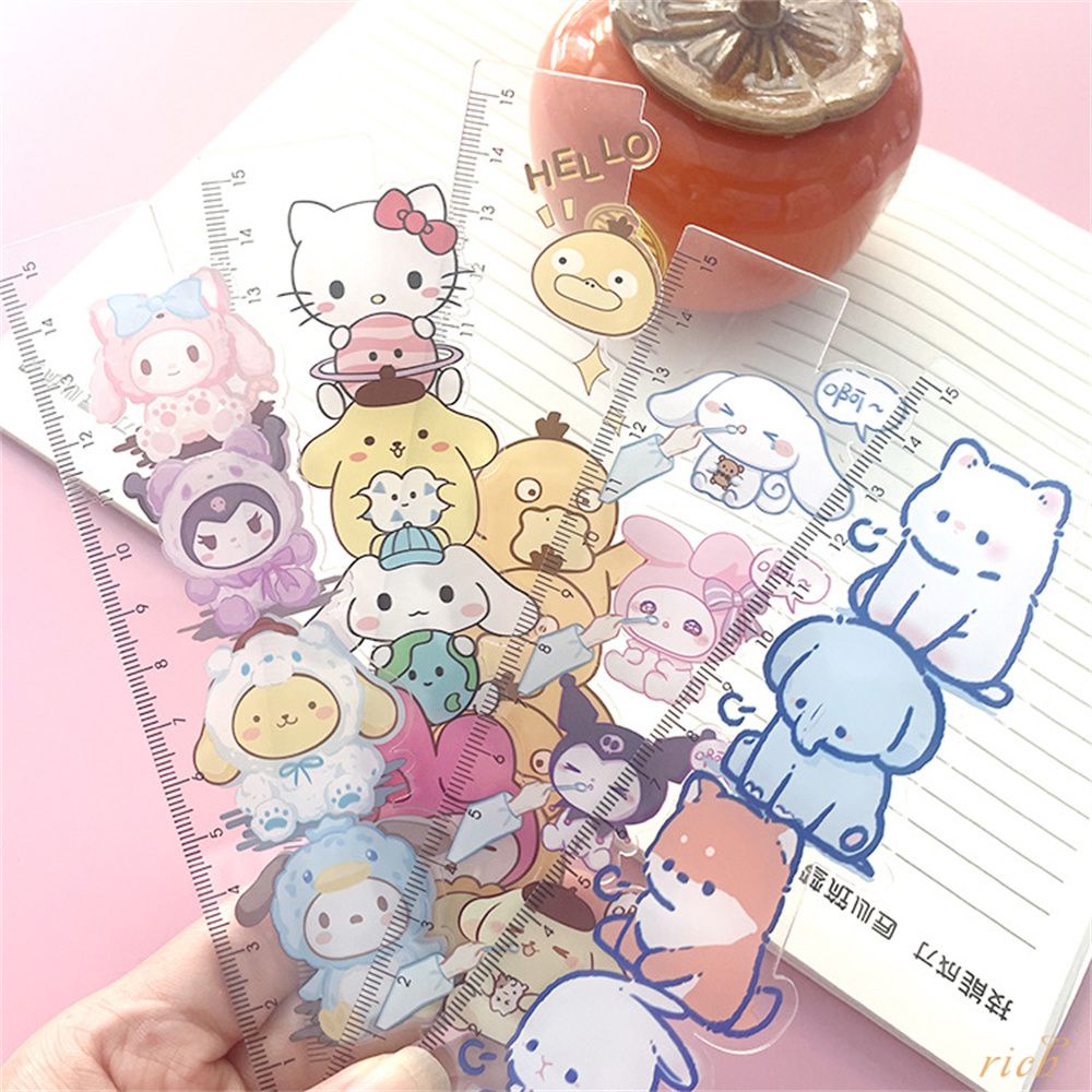 Sanrio Series Ruler 15cm Kawaii Acrylic Stationery Ruler Kuromi Hello ...