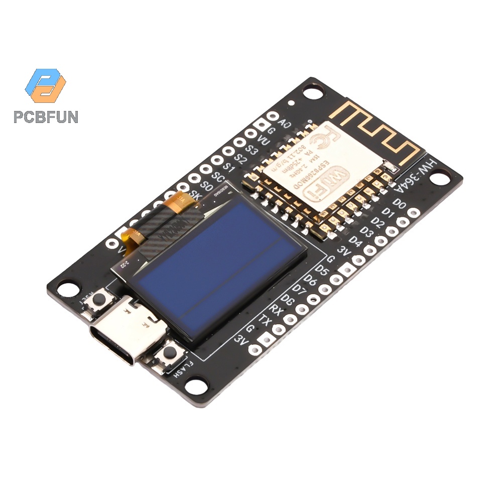Pcbfun Esp8266 Nodemcu Development Board Wifi Module Ch340g Driver 096 Oled Screen Shopee 