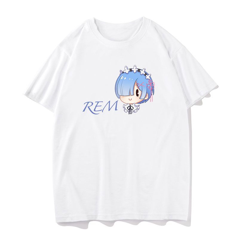 Re:Zero Infinite Anime Short Sleeve Rem Print Cotton Cute Trendy Black ...