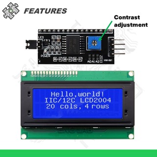 ENGLAB★LCD2004 20x4 Display Module with I2C Interface Adapter, Blue And Green Backlight, LCD For ...