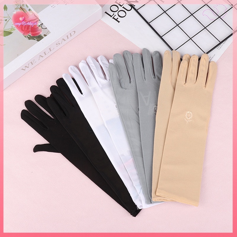 QrhYK> 1Pair Mittens Driving Gloves Stretch Women Anti UV Mid-long ...