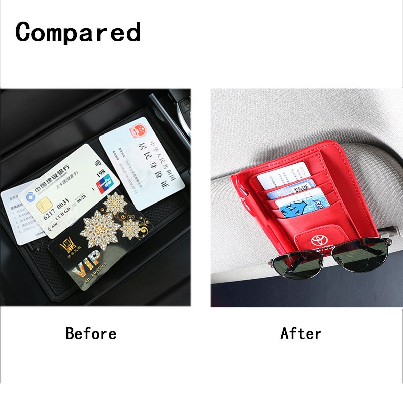 Ford Leather Car Sun Visor Card Pen Holder Organizer Glasses Clip For ...