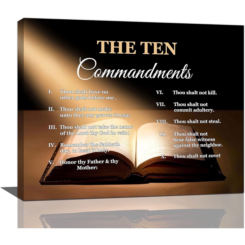 Ten Commandments Wall Art Vintage Scripture 10 Commandments Pictures ...