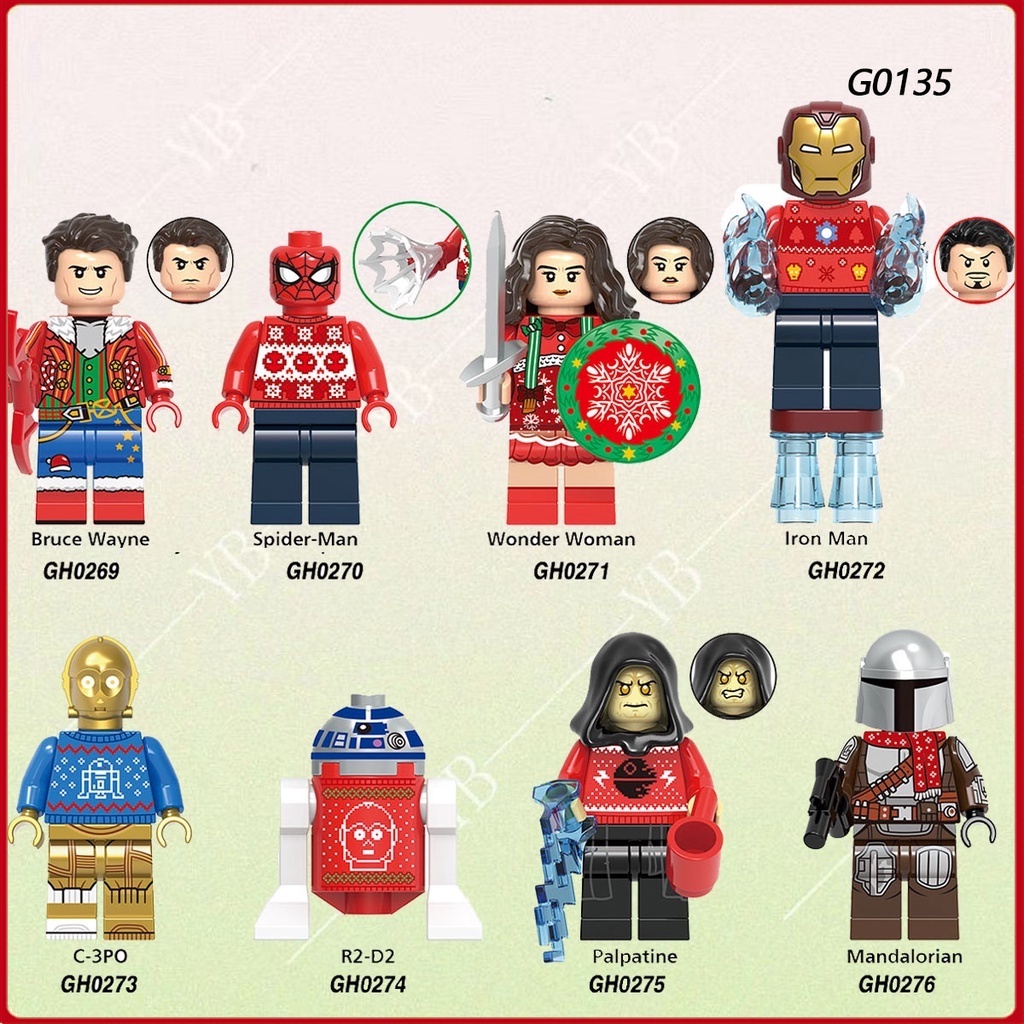 Christmas series Bruce Wayne Wonder Woman Iron Man assembled building ...