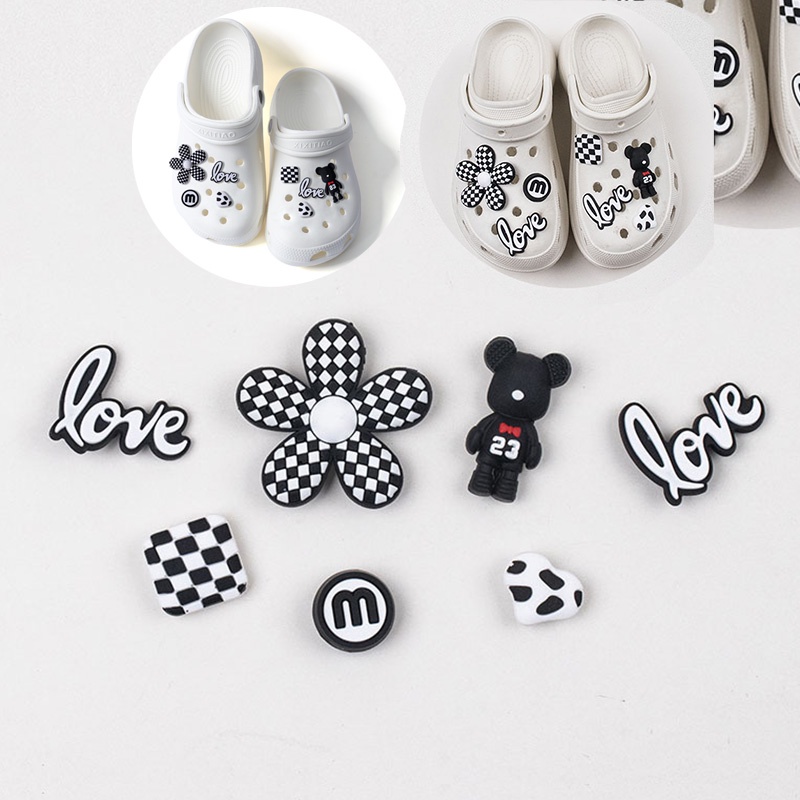 cute black/white carton bearJibbitz DIY shoe Charm for clogs cro*c*s ...