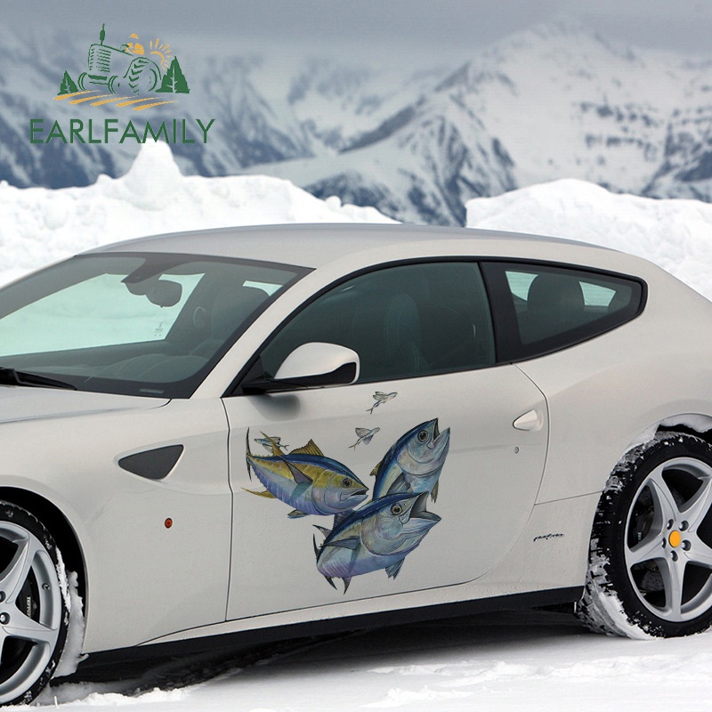 EARLFAMILY 43cm x 39.4cm Car Sides Sticker Bluefin Yellowfin Tuna Fish ...