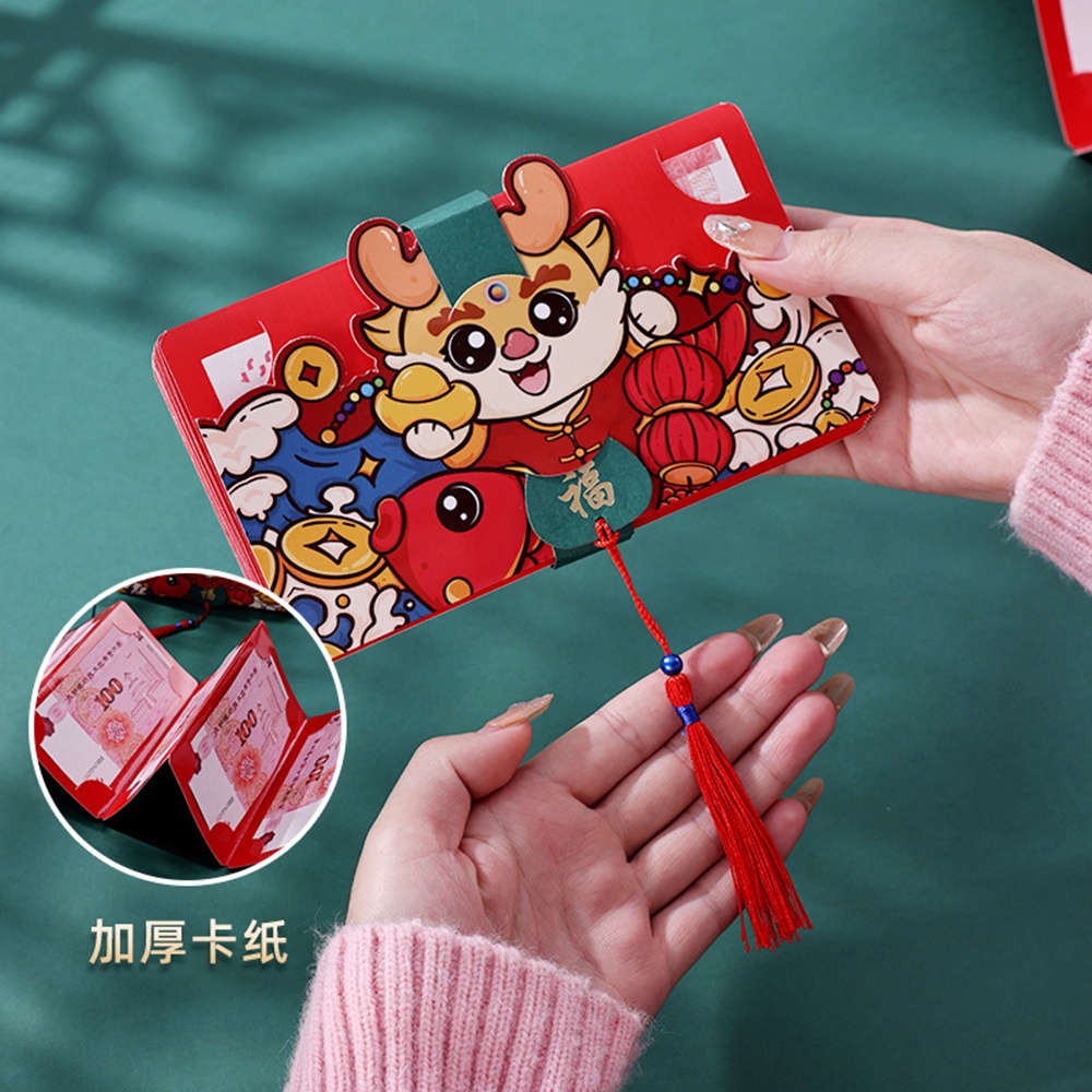 2024 Folding Stretching Red Packet Cartoon Dragon Year Lucky Red Packet ...