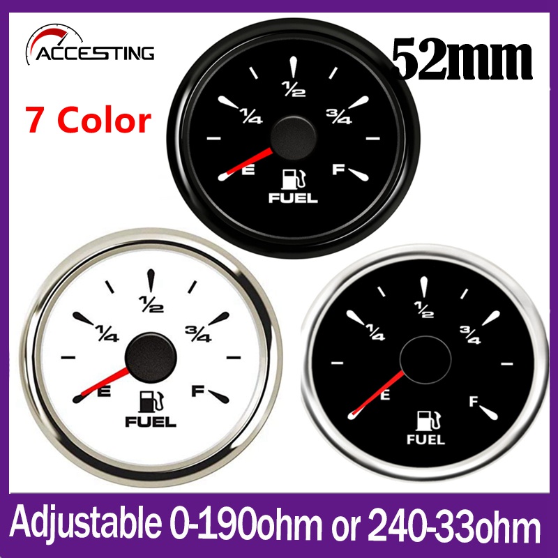240-33ohm /0-190ohm Signal 52MM 7 Colors backlight Universal Fuel Level Gauge Fuel Tank ...