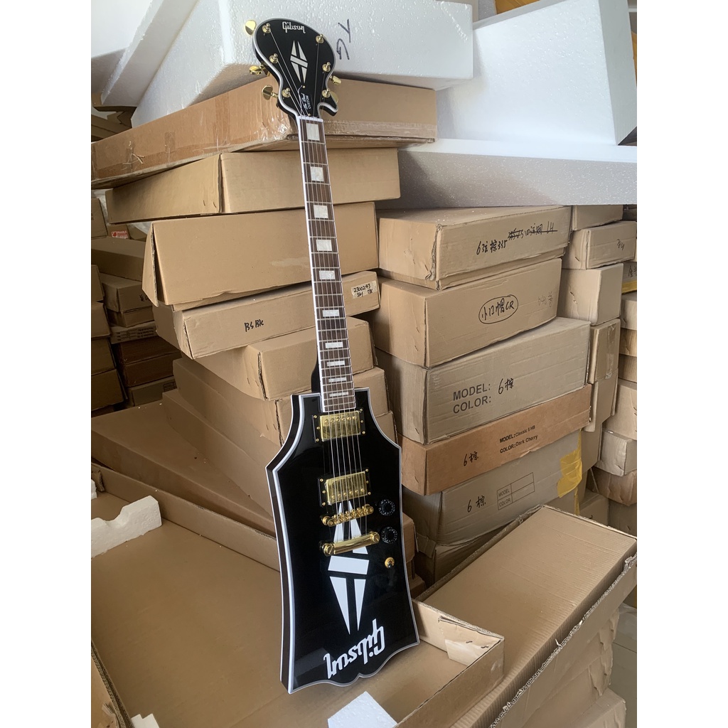 Classic Gibson Les Paul Custom Electric Guitar Inverted Body Gold ...