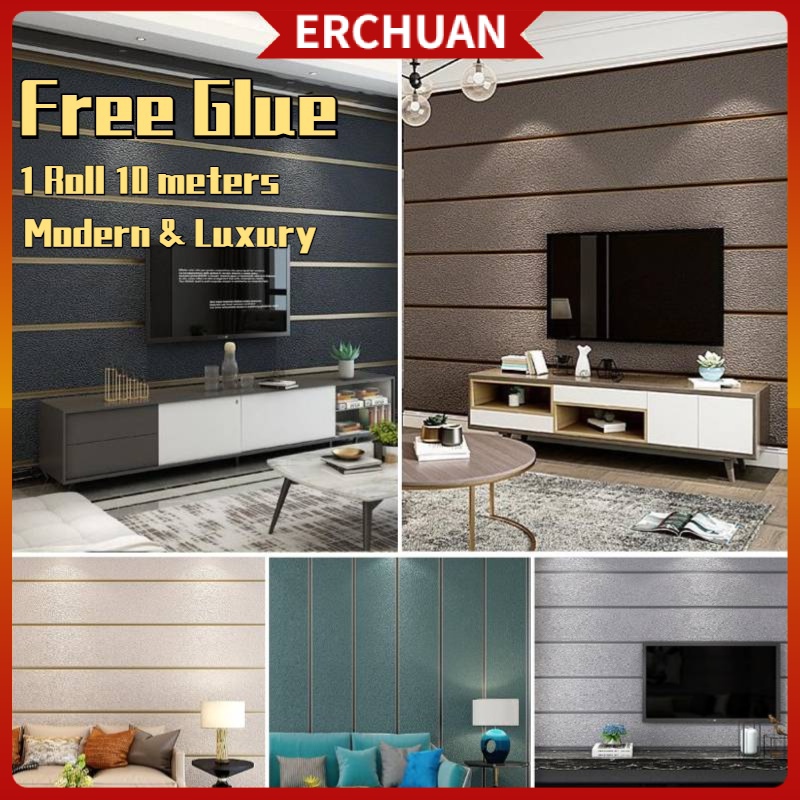 【Free Glue】 3D Wallpaper Luxury Modern Deerskin Stripes Wall Paper ...
