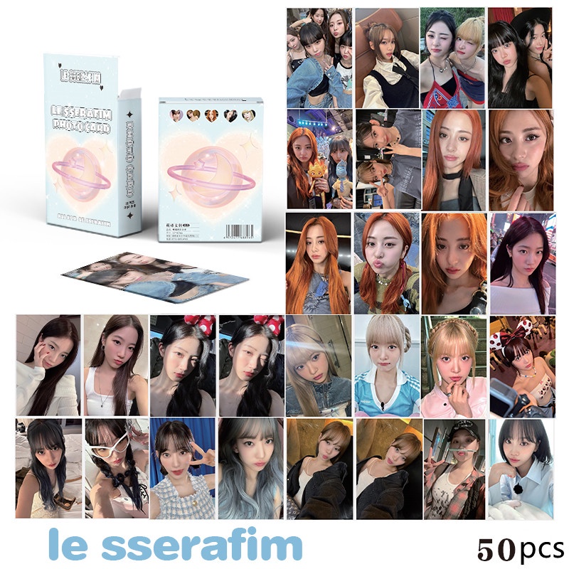 50-55pcs LE SSERAFIM Laser HOLOGRAPHIC LOMO Cards Sakura CHAEWON YUNJIN ...