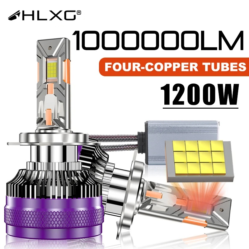 HLXG 3 Year Warranty 2pc H7 H4 LED Headlights 1000000LM 1200W 9084 CSP Canbus H11 Led Fog Lamp ...