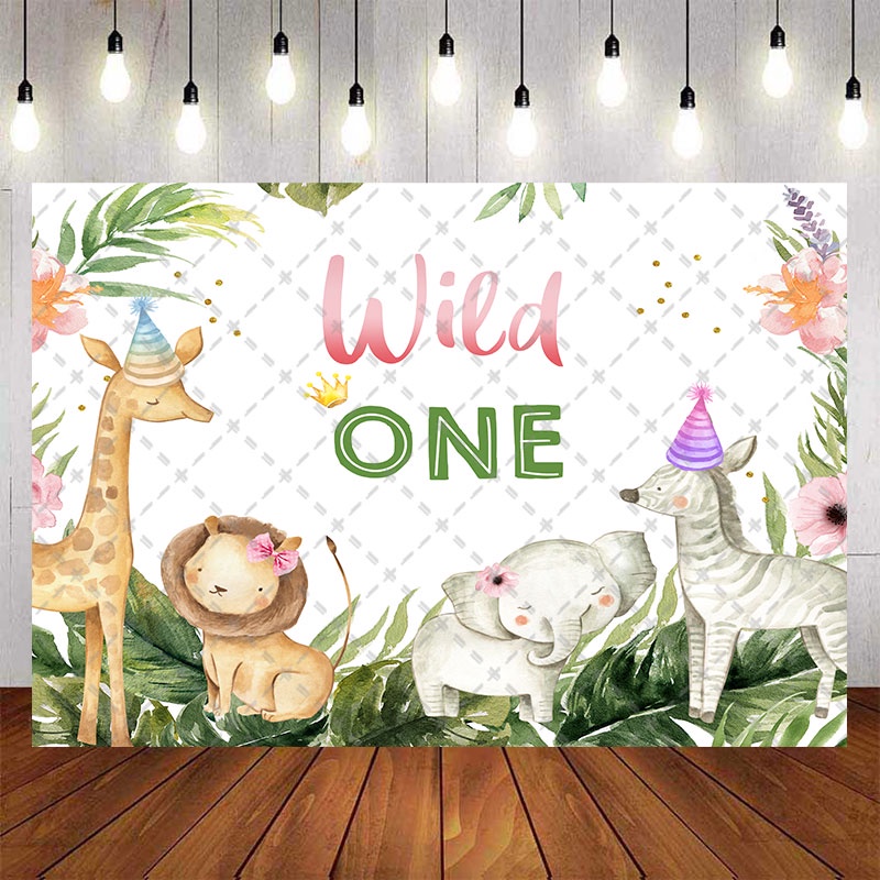 Wild One Animals Birthday Backdrop For Photography Baby Shower Kids ...