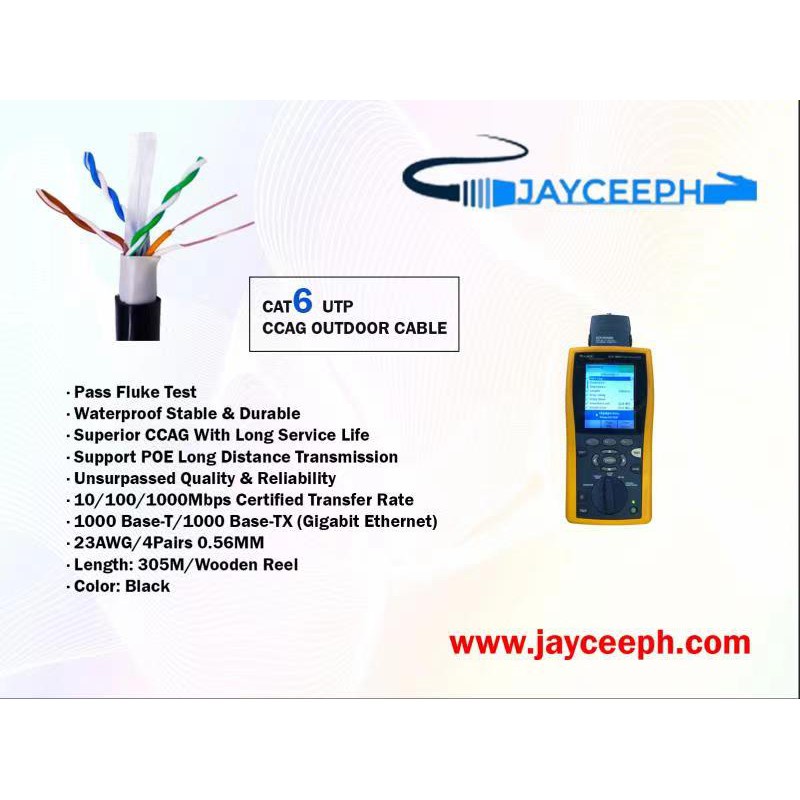 【hot sale】 CCAG JAYCEEPH 4P 23AWG CAT 6 Outdoor Cable Gigabit Ethernet ...
