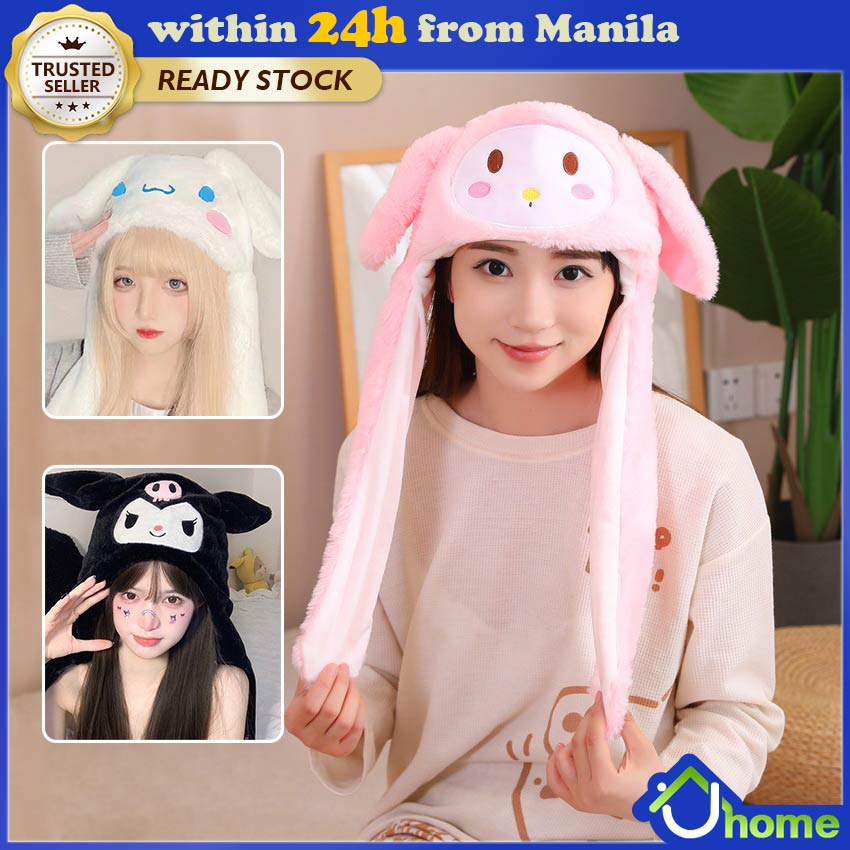 【SOYACAR】Sanrio Hat Cinnamoroll Plush Hat Bunny Hat Ears Up Plush Toy ...