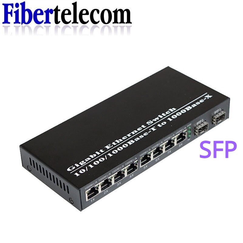 SFP Fiber switch Gigabit Ethernet switch Fiber Optical Media Converter 8 RJ45 2 SFP 10/100/1000M ...