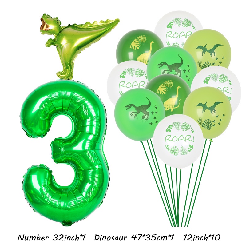 Jurassic World Dinosaur Theme Horned Dinosaur Balloons Set 32inch Green ...