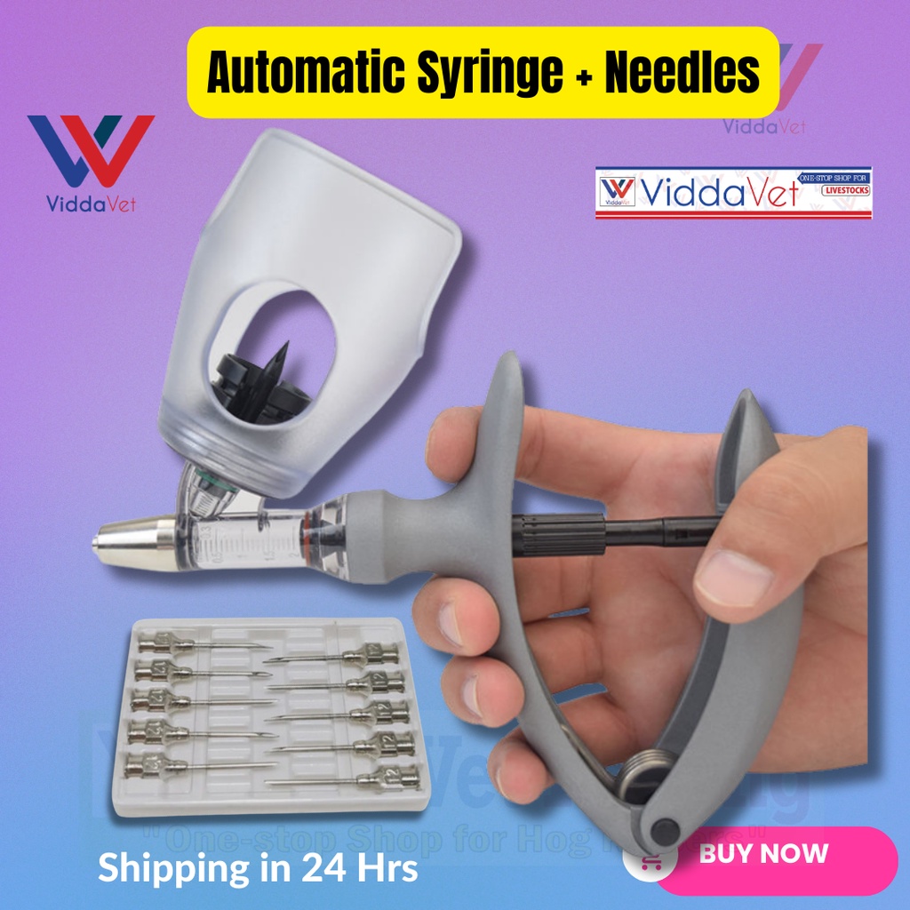 Viddavet Adjustable Continuous syringe + 10 pcs Needles Automatic ...