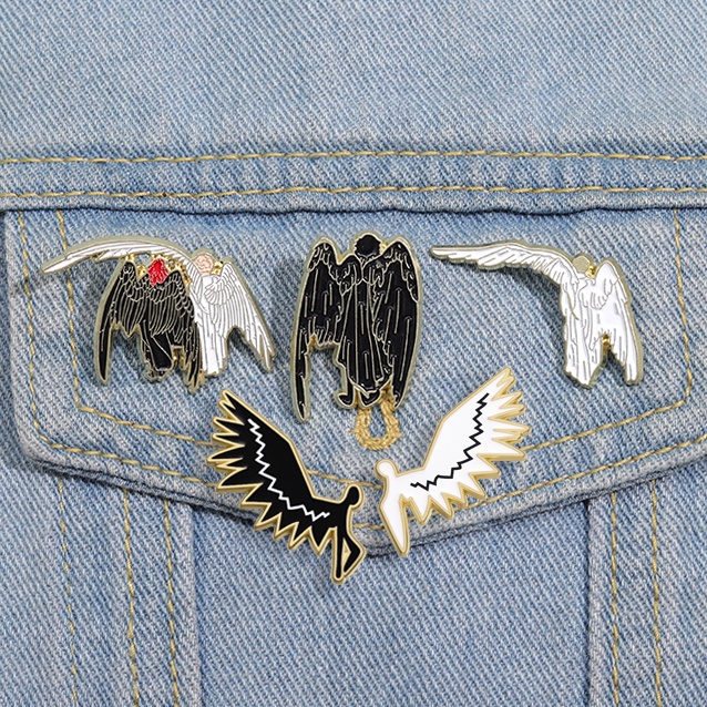 Angels and Demons Brooch TV Good Omens Metal Badge Fallen Angel Satan ...