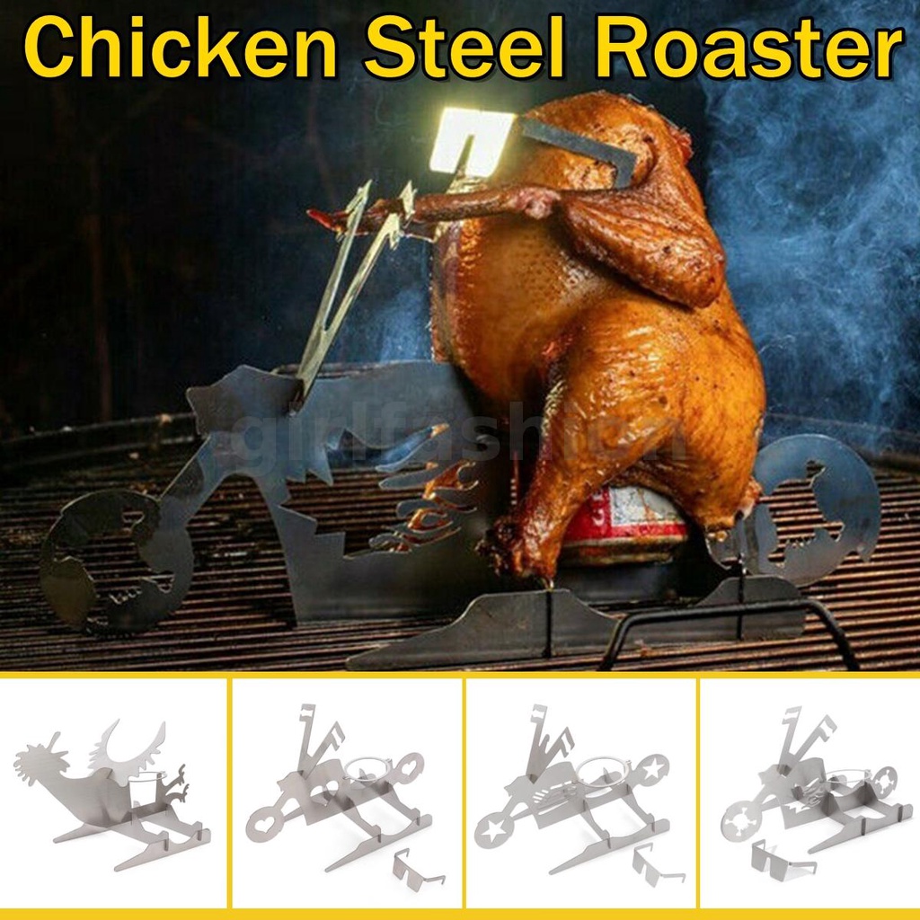 Stainless Steel Roster Chicken Stand With Beer Can Holder Motorcycle ...