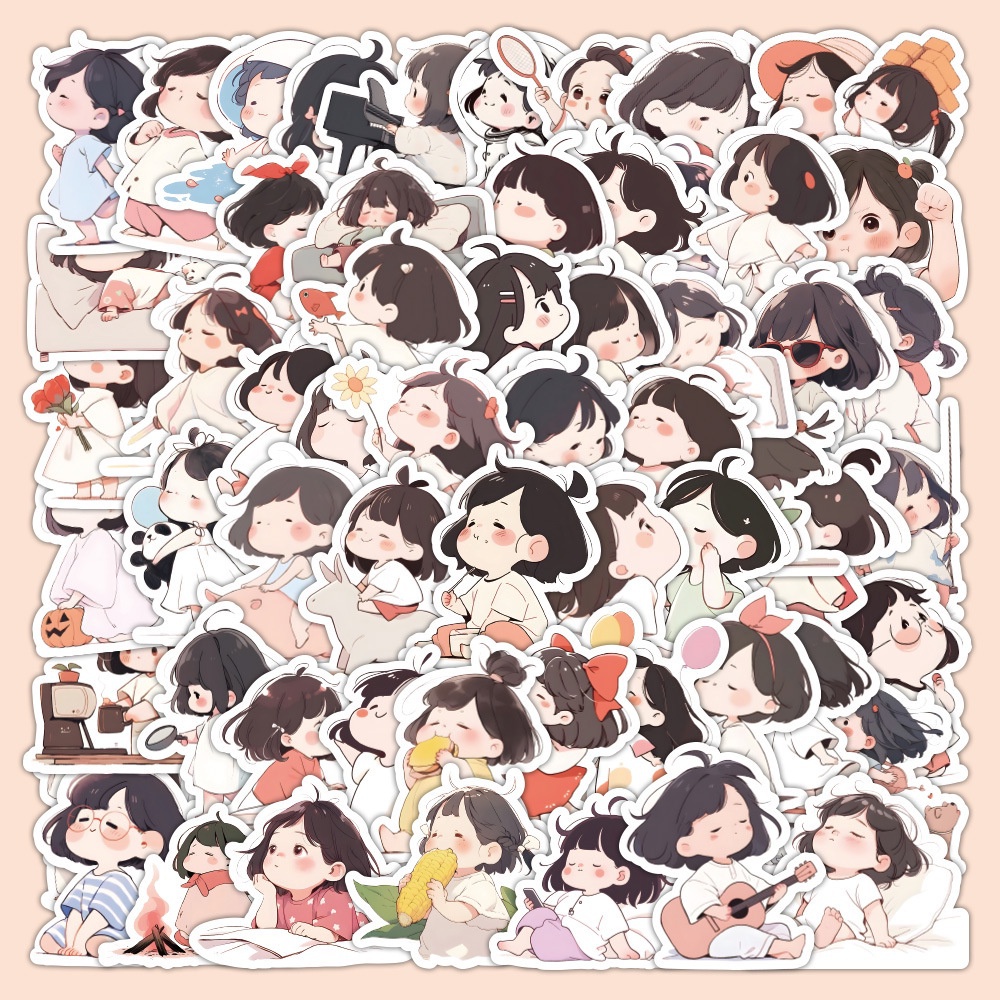MIKA STORE Stickers 63 Cartoon Cute Girl Stickers Q Version Hand ...