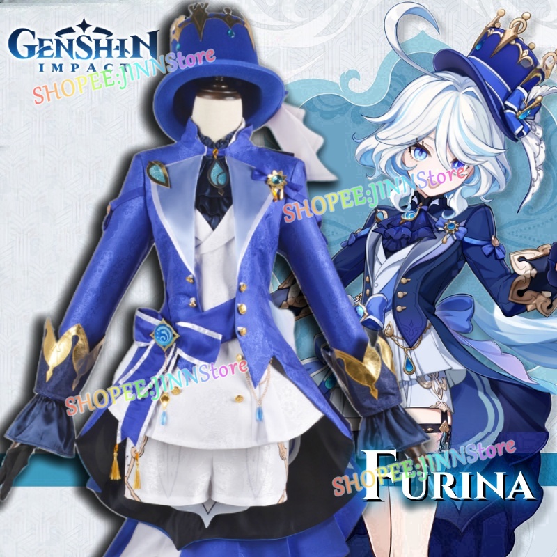 - JINN - Dark/Light Fontaine God Furina Cosplay Costume + Wig Game ...