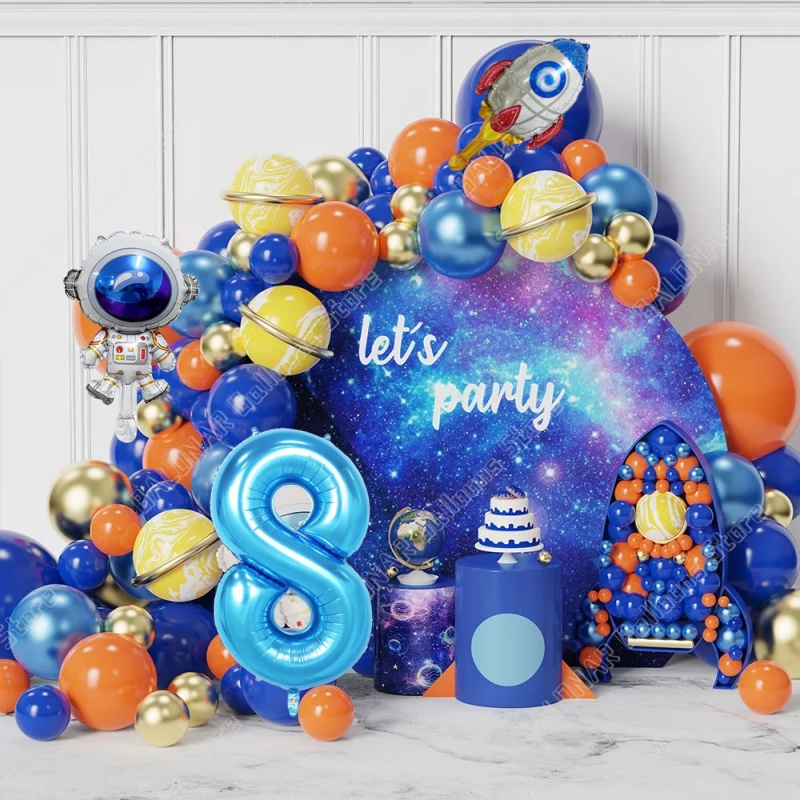 Outer Space Mini Astronaut Rocket Balloons 32inch Number Foil Balloons ...