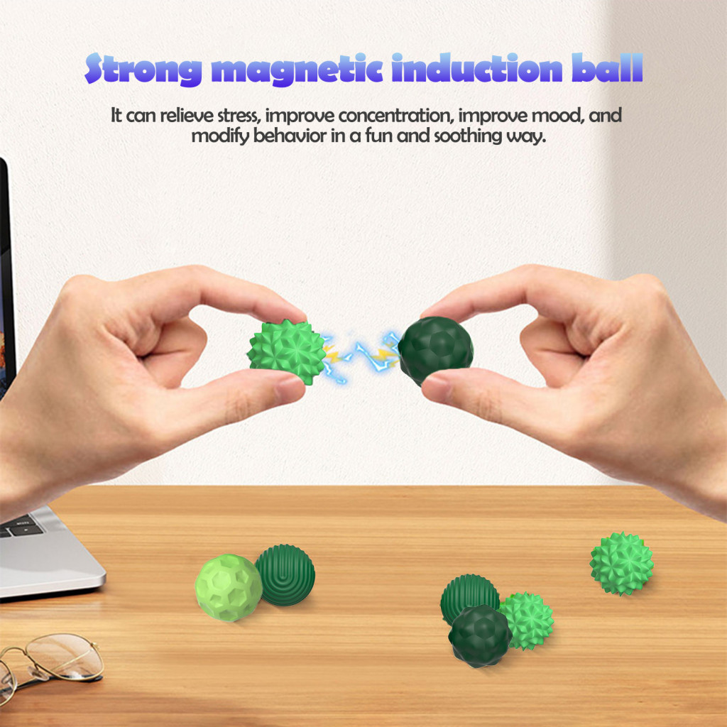 Children Sensory Ball Portable Magnetic Silicone Ball Set for Anxiety Relief Fidget Toy for Kids ...