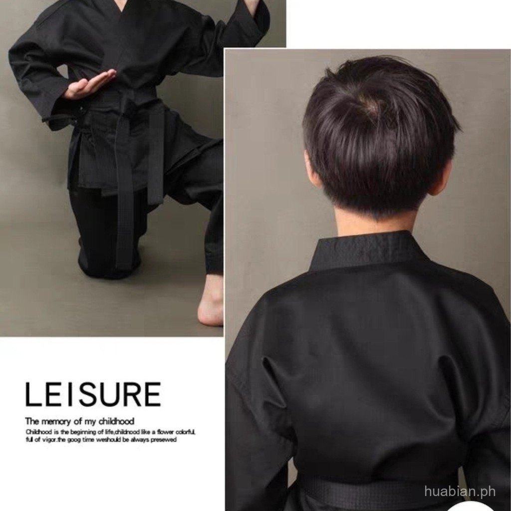 Pure Cotton Karate Uniform Black Judo Taekwondo Training Uniform ...